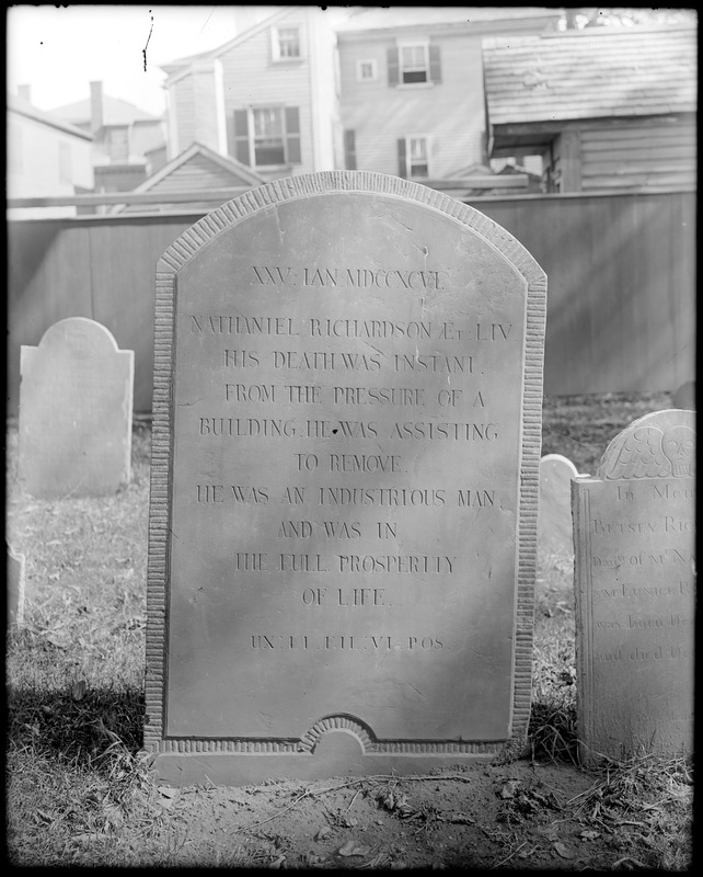 Salem, Charter Street, monuments, gravestone, Nathaniel Richardson ...