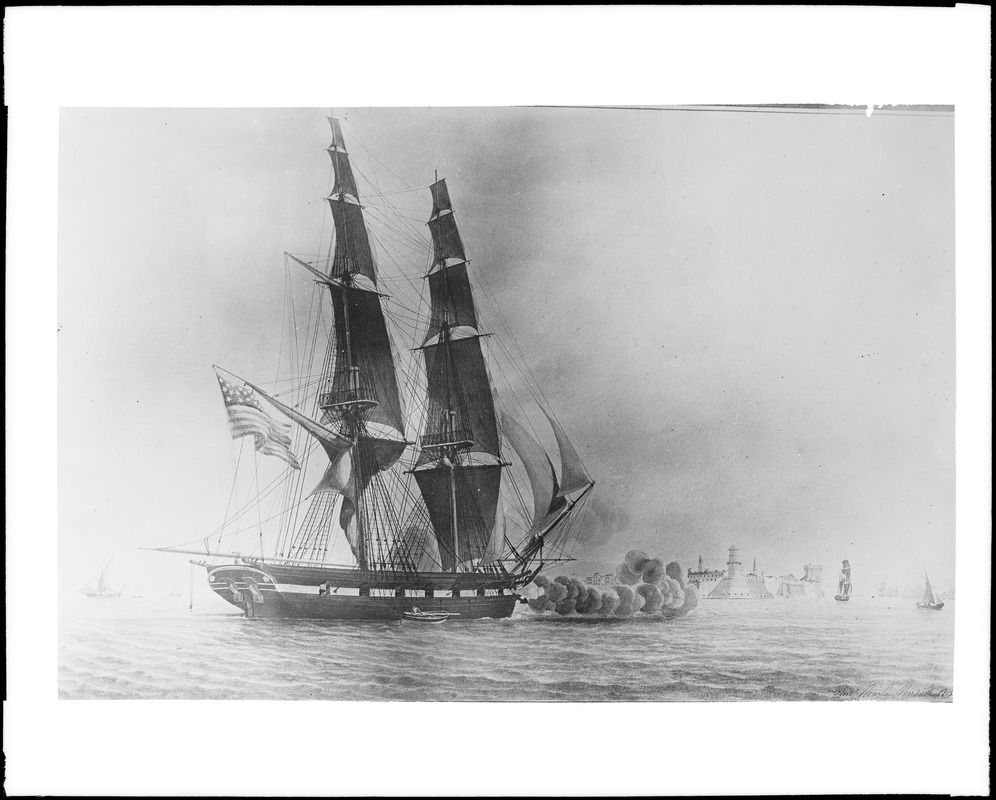 Shipping, brig Grand Turk, William Austin, commander, saluting ...