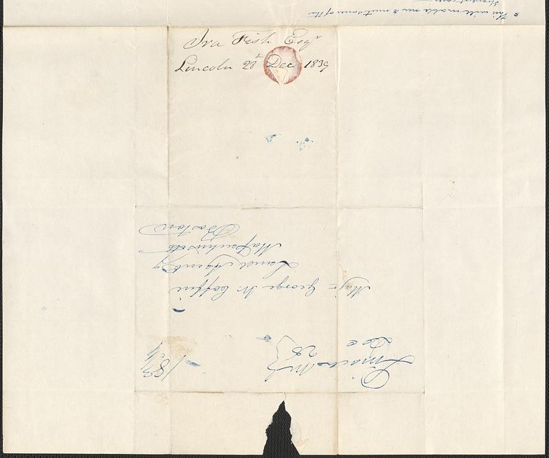 Ira Fish to George Coffin, 28 December 1839 - Digital Commonwealth