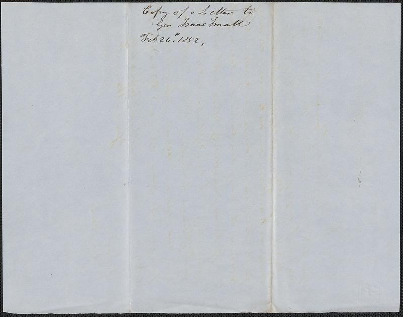 Copy of a letter from Samuel Warner to Isaac Small, 24 February 1852 ...