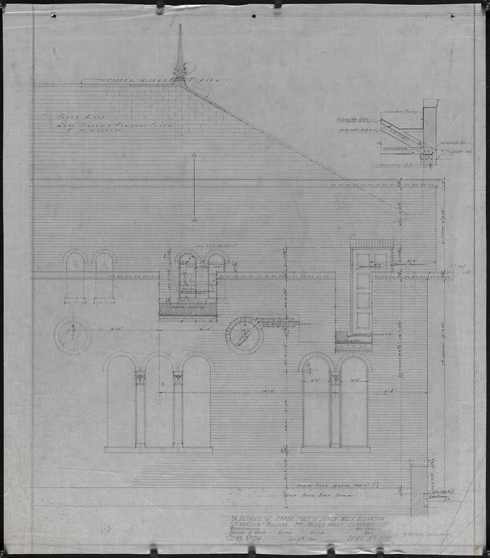Three-quarter inch details of upper part of southwest elevation ...
