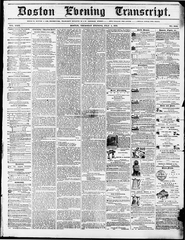 Boston Evening Transcript. July 01, 1858 - Digital Commonwealth
