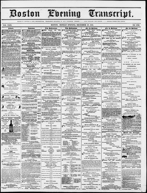 Boston Evening Transcript. December 27, 1858 - Digital Commonwealth
