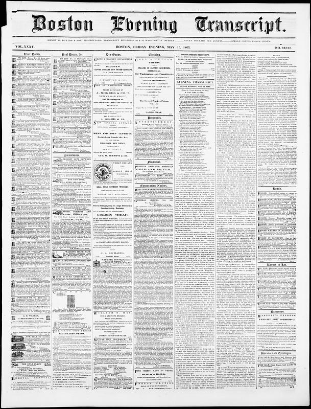 Boston Evening Transcript. May 15, 1863 - Digital Commonwealth