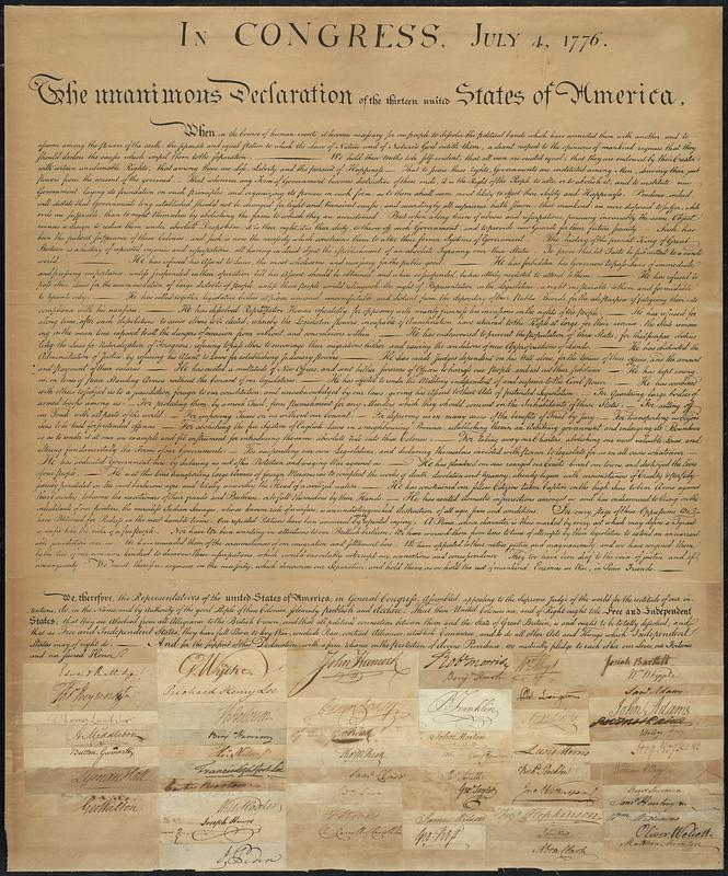 Facsimile of the United States Declaration of Independence, with ...