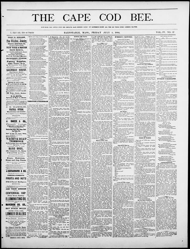 The Cape Cod Bee. July 04, 1884 - Digital Commonwealth