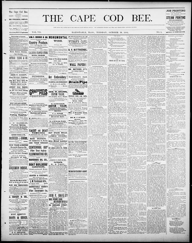The Cape Cod Bee. October 19, 1886 - Digital Commonwealth