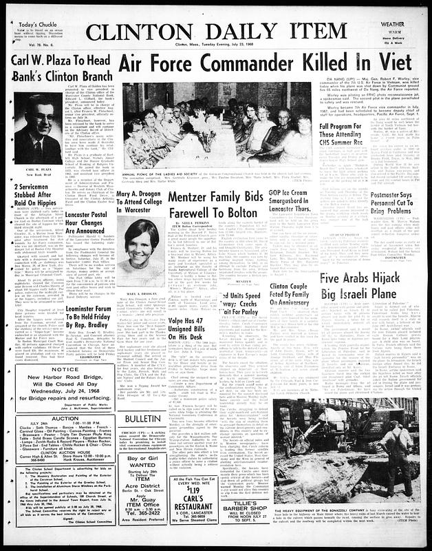 Clinton Daily Item. July 23, 1968 - Digital Commonwealth