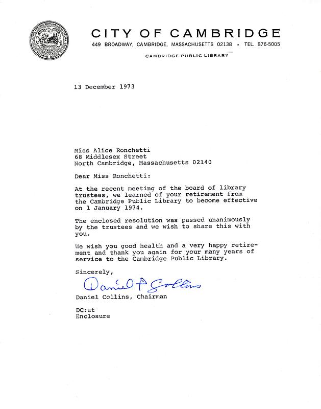 Library retirement resolution - Digital Commonwealth