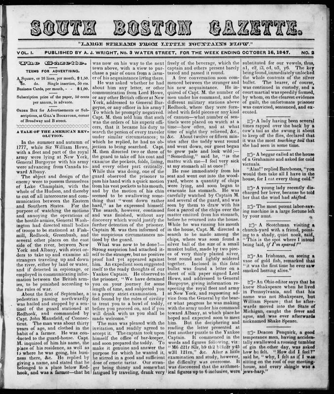 South Boston Gazette. October 16, 1847 - Digital Commonwealth