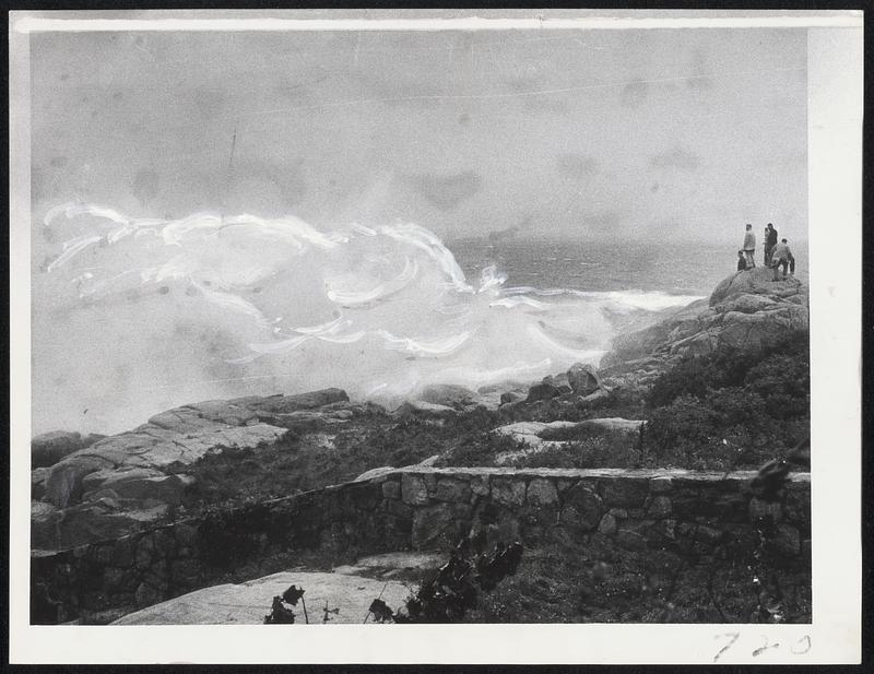 Mountainous Waves crash against rocks off Jerusalem road, Cohasset, as ...