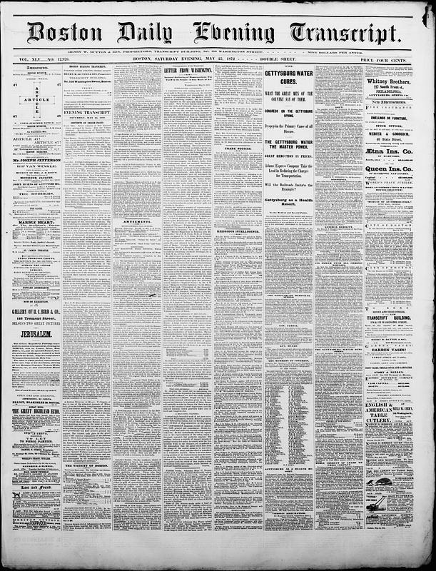 Boston Daily Evening Transcript. May 25, 1872 - Digital Commonwealth