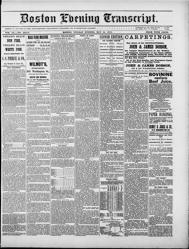 Boston Evening Transcript. May 21, 1878 - Digital Commonwealth