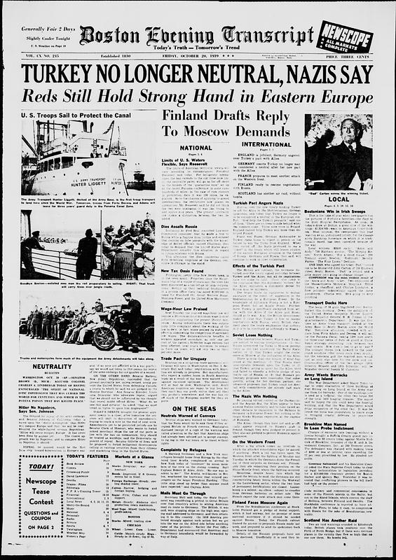 Boston Evening Transcript. October 20, 1939 - Digital Commonwealth