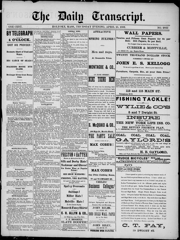 The Daily Transcript. April 25, 1889 - Digital Commonwealth
