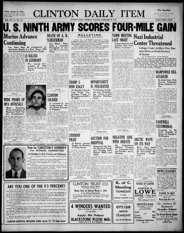 Clinton Daily Item. February 27, 1945 - Digital Commonwealth