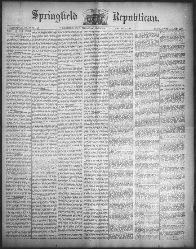 Springfield Weekly Republican. December 02, 1915 - Digital Commonwealth