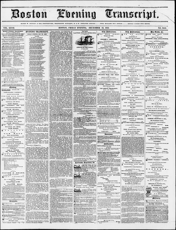 Boston Evening Transcript. December 12, 1856 - Digital Commonwealth