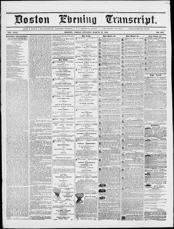 Boston Evening Transcript. March 30, 1860 - Digital Commonwealth