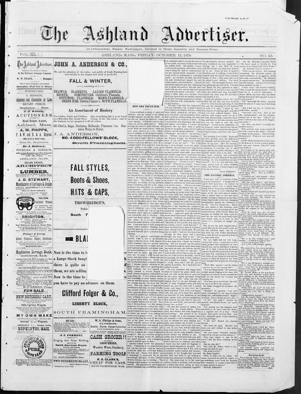 The Ashland Advertiser. October 17, 1879 - Digital Commonwealth
