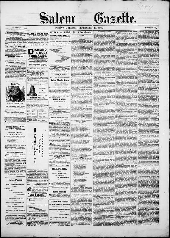 The Salem Gazette. September 19, 1873 - Digital Commonwealth