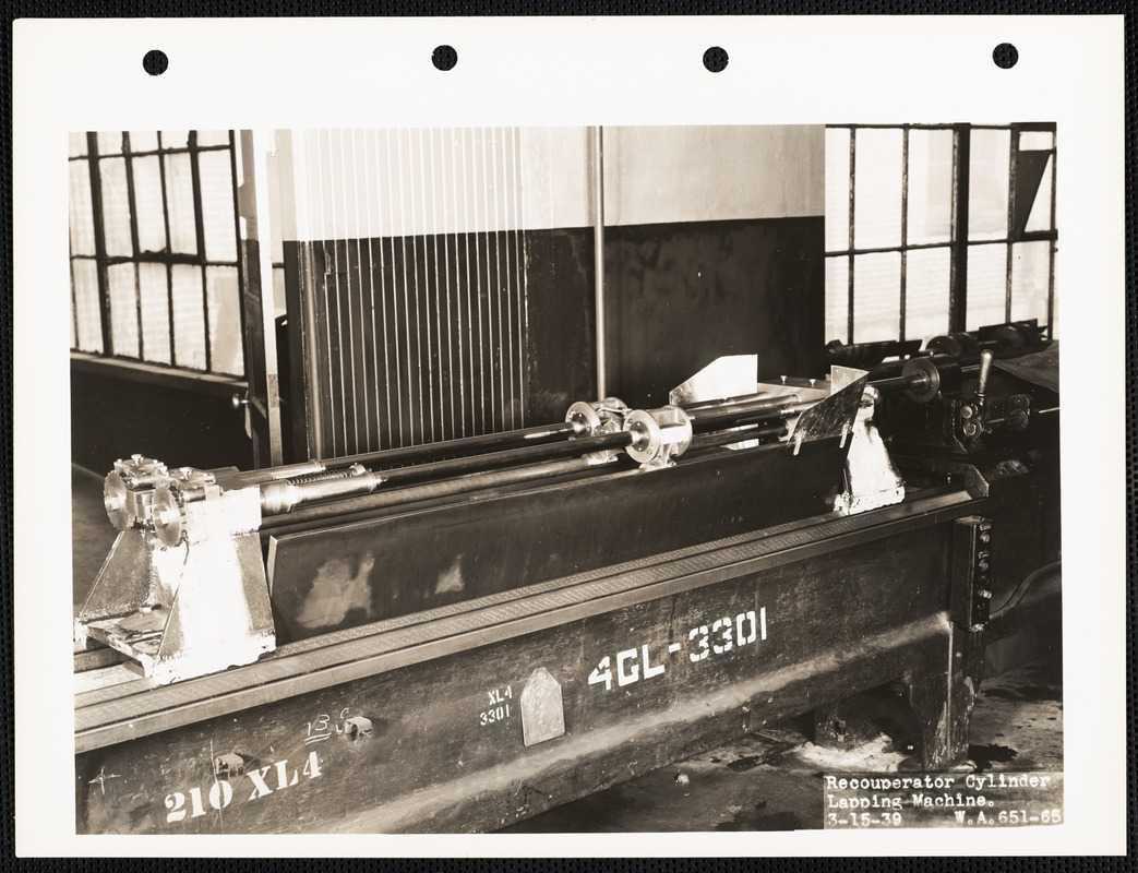 Recouperator cylinder lapping machine - Digital Commonwealth