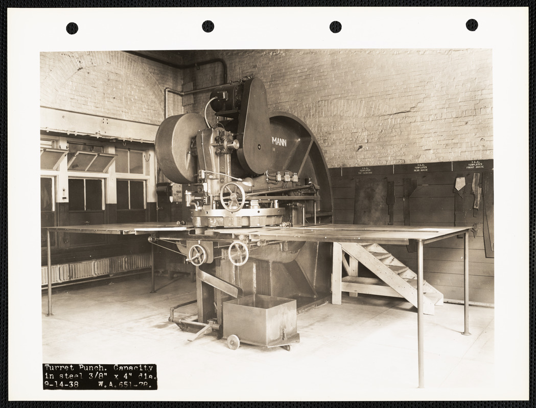 Turret punch, capacity in steel 3/8" x 4" dia. - Digital Commonwealth