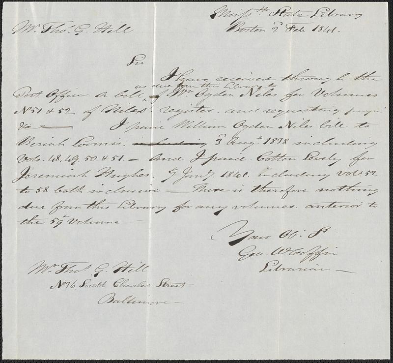 George Coffin to Thomas G. Hill, 2 February 1841 - Digital Commonwealth
