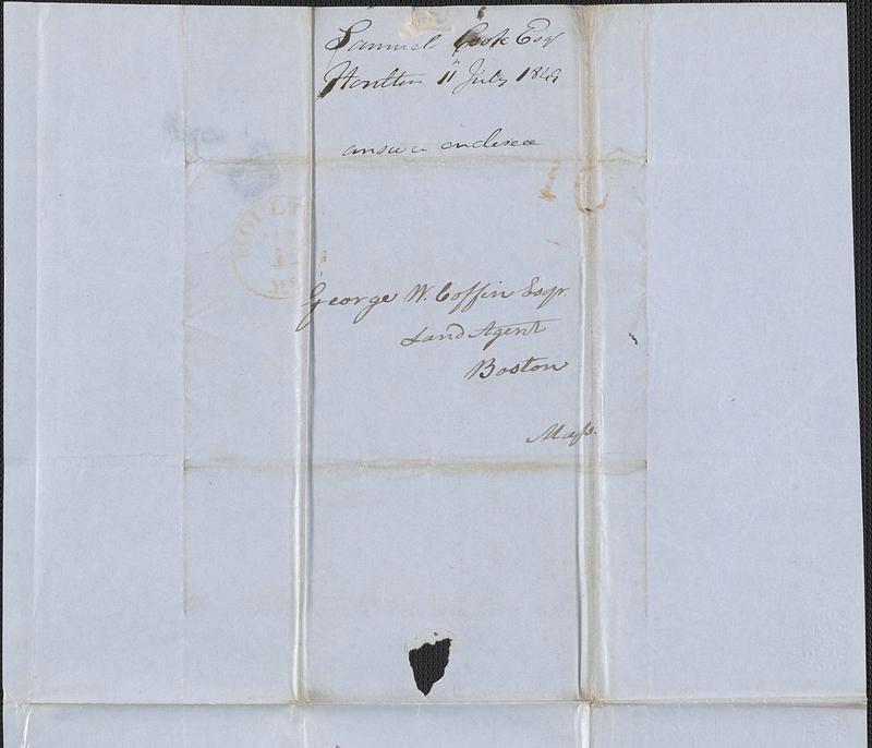 Samuel Cook to George Coffin, 11 July 1849 - Digital Commonwealth