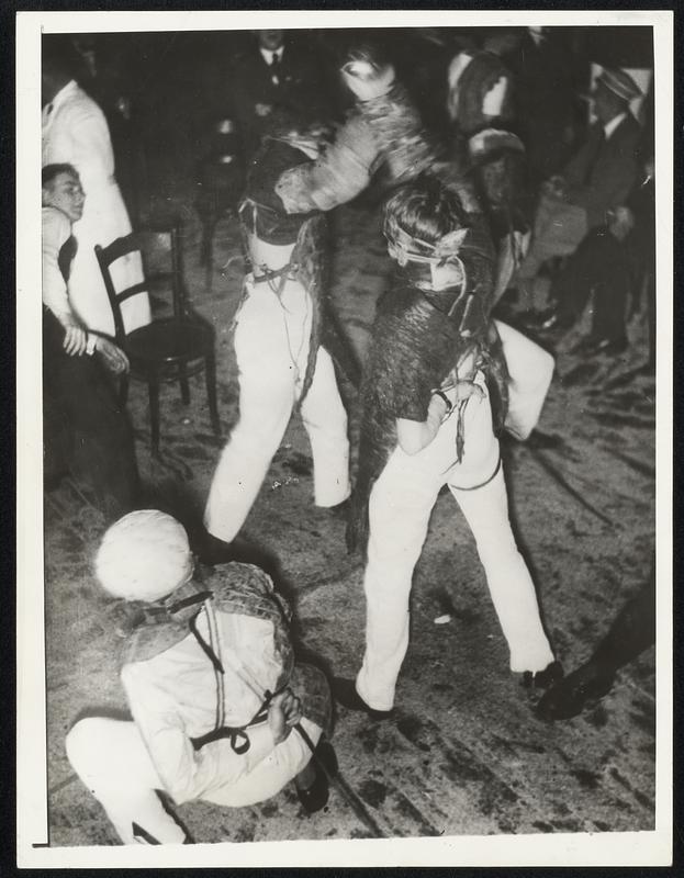 The Duel is on: Swords flash: Spectators become tense- Little sound but ...