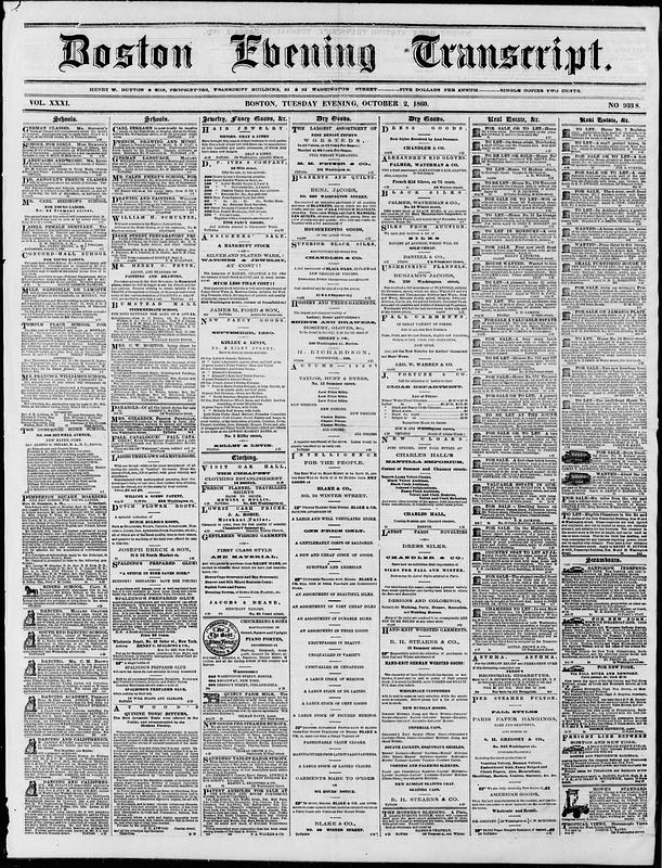 Boston Evening Transcript. October 02, 1860 - Digital Commonwealth