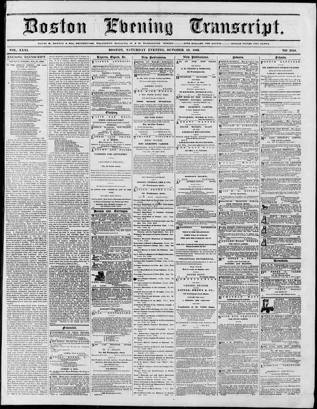 Boston Evening Transcript. October 13, 1860 - Digital Commonwealth