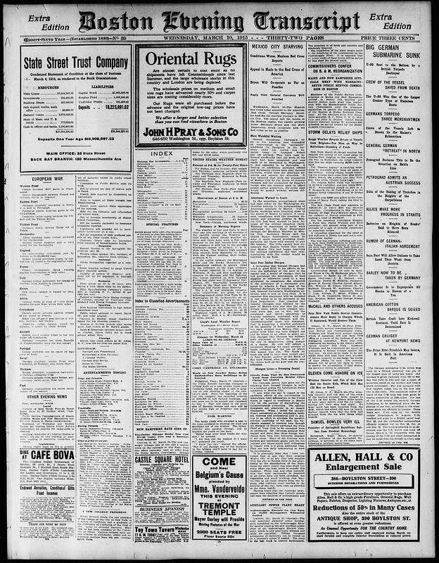 Boston Evening Transcript. March 10, 1915 - Digital Commonwealth
