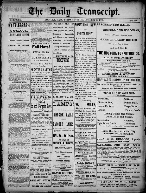 The Daily Transcript. October 25, 1889 - Digital Commonwealth