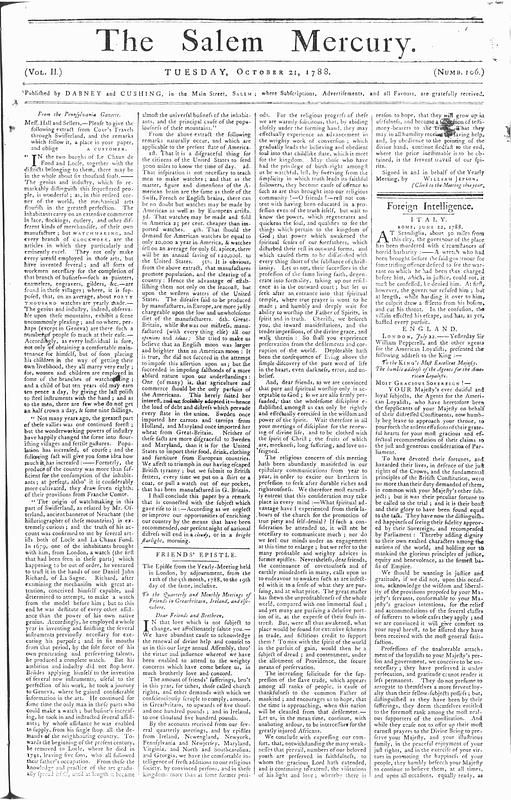 The Salem Mercury. October 21, 1788 - Digital Commonwealth