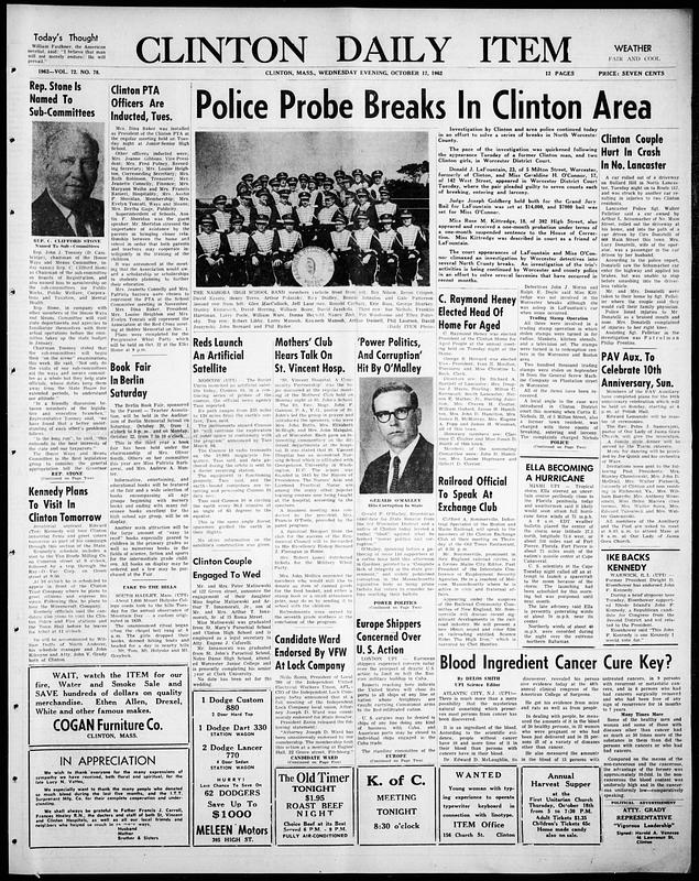 Clinton Daily Item. October 17, 1962 - Digital Commonwealth