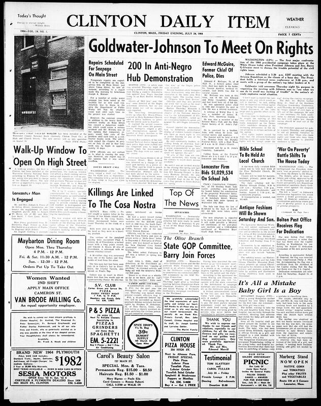 Clinton Daily Item. July 24, 1964 - Digital Commonwealth