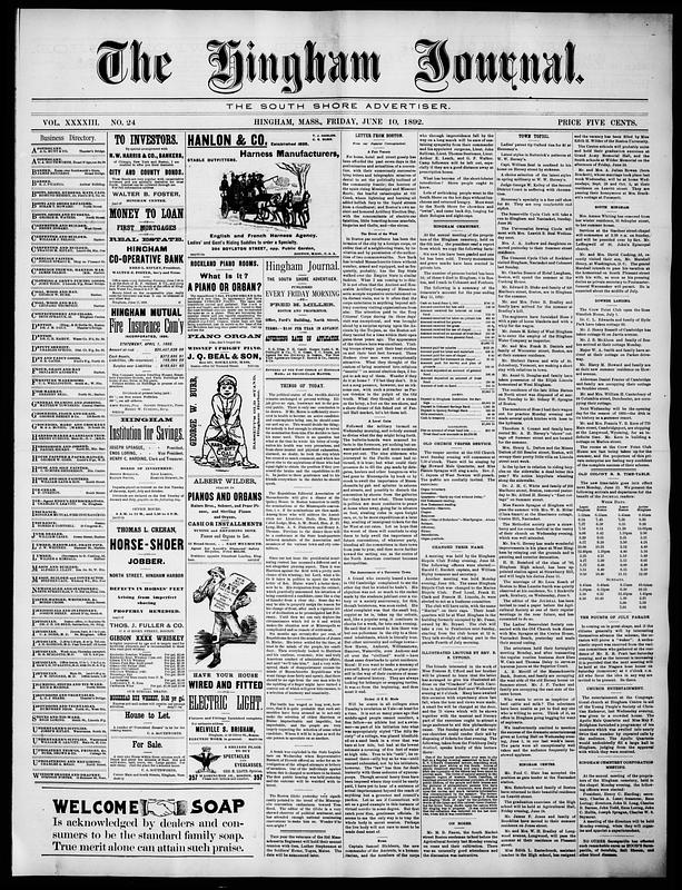 Hingham Journal. June 10, 1892 - Digital Commonwealth
