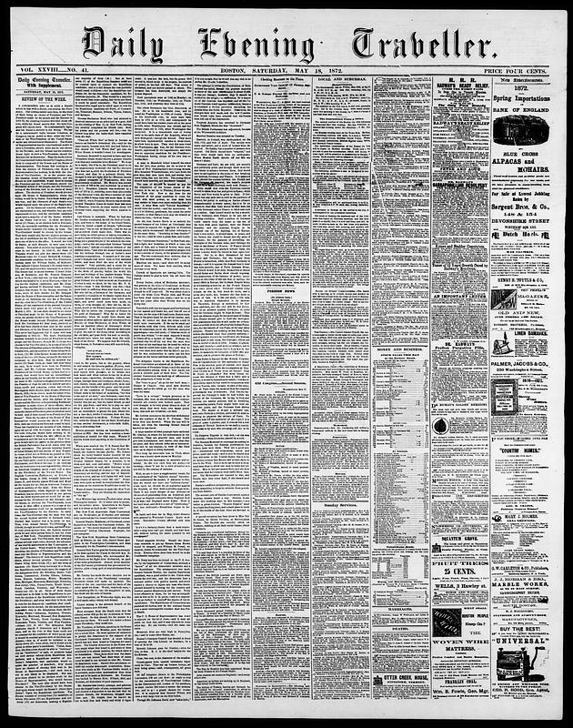 Daily Evening Traveller. May 18, 1872 - Digital Commonwealth