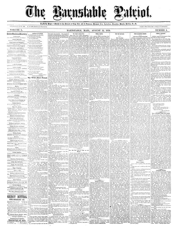 Barnstable Patriot. August 12, 1879 - Digital Commonwealth