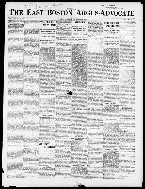 East Boston Argus-Advocate. September 22, 1923 - Digital Commonwealth
