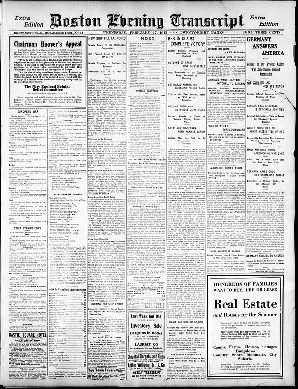 Boston Evening Transcript. February 17, 1915 - Digital Commonwealth