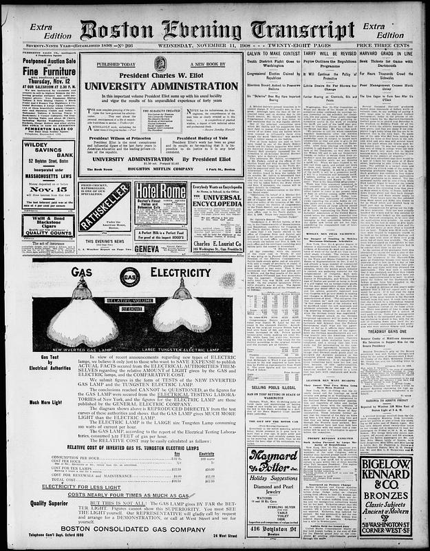 Boston Evening Transcript. November 11, 1908 - Digital Commonwealth