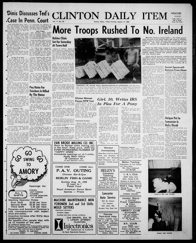Clinton Daily Item. August 15, 1969 - Digital Commonwealth
