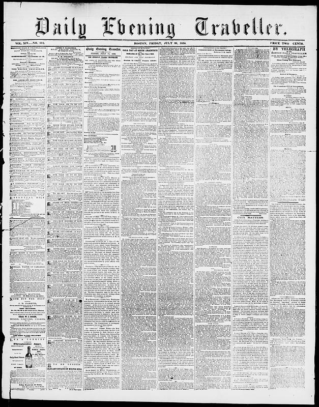 Daily Evening Traveller. July 30, 1858 - Digital Commonwealth