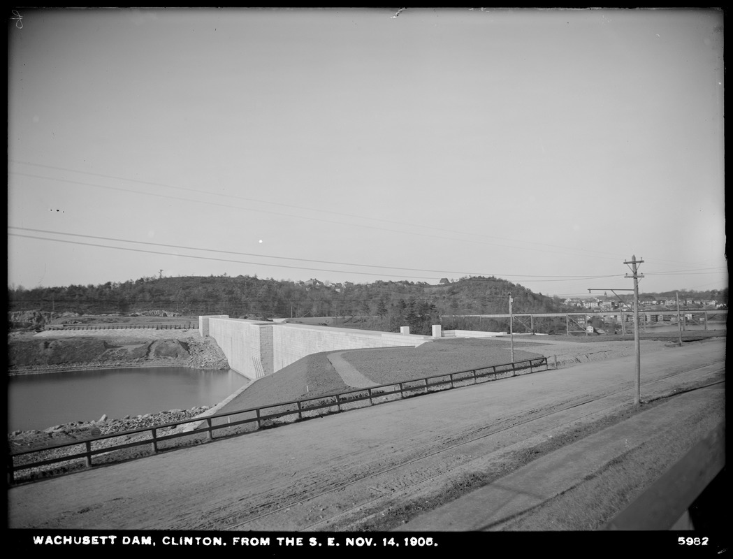 Wachusett Dam, upstream face of dam, from the southeast, Clinton, Mass ...