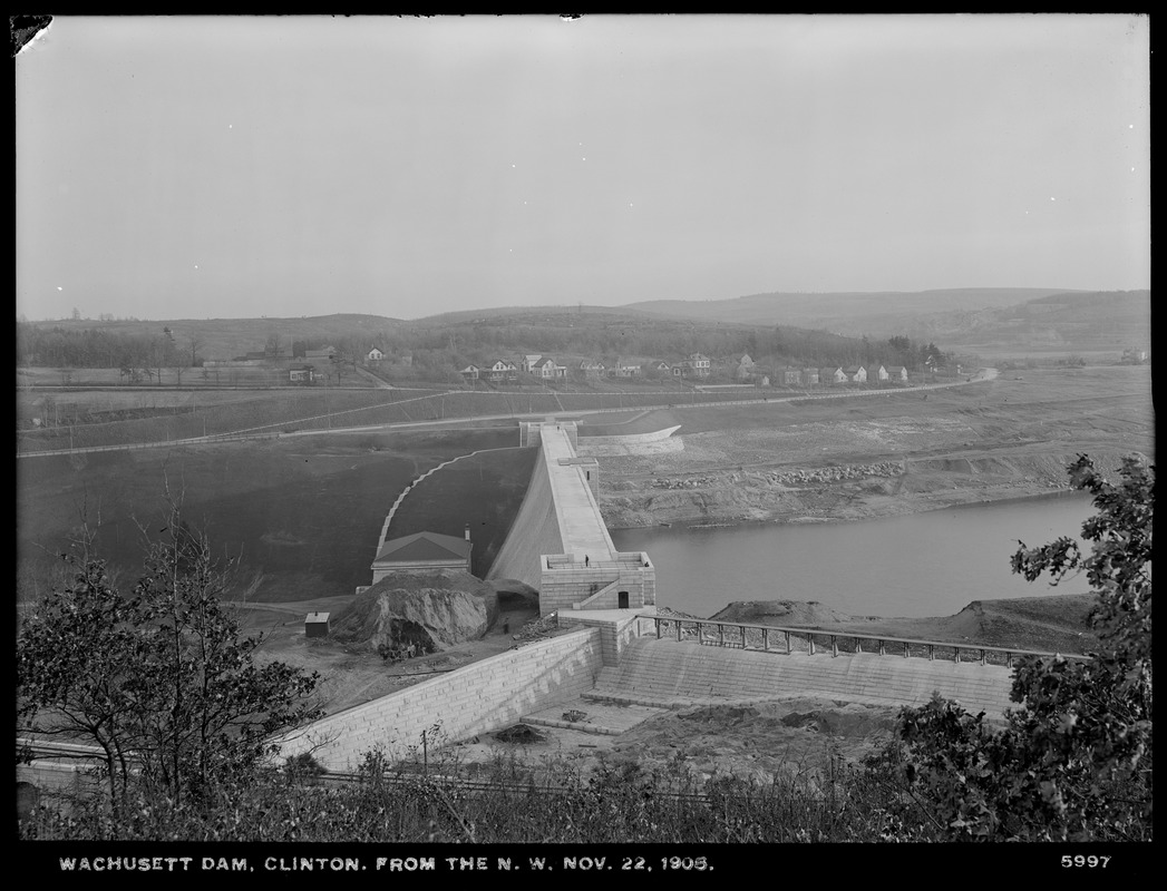 Wachusett Dam, Wachusett Dam, from the northwest, Bastion and Waste ...