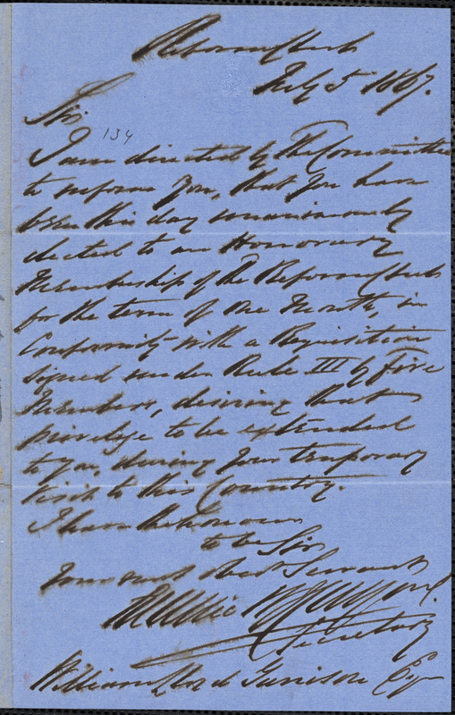 Letter from Reform Club, London [England], to William Lloyd Garrison ...