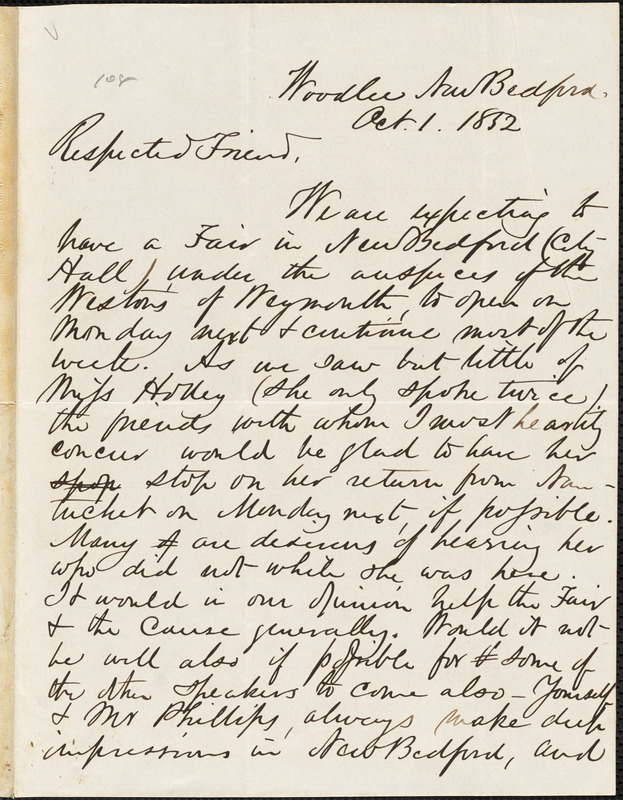 Letter from Daniel Ricketson, New Bedford, [Massachusetts], to William ...