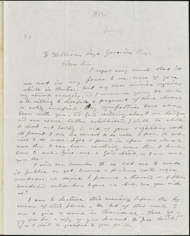 Letter from Elizabeth Oakes Prince Smith, New Bedford, [Massachusetts ...